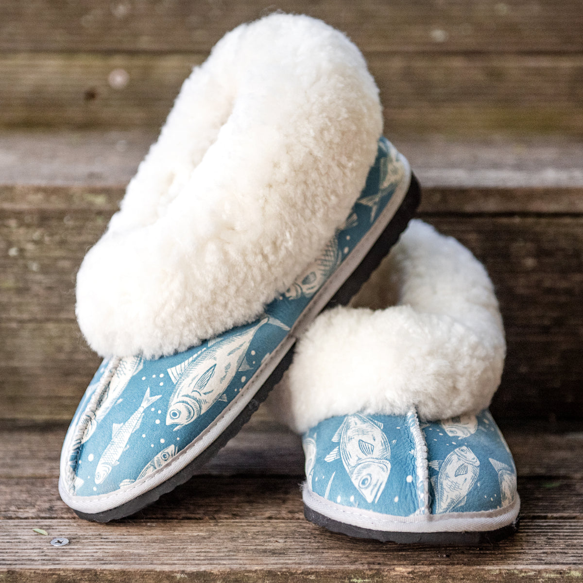 Genuine Leather Sheepskin Slippers - Fish – Tallula