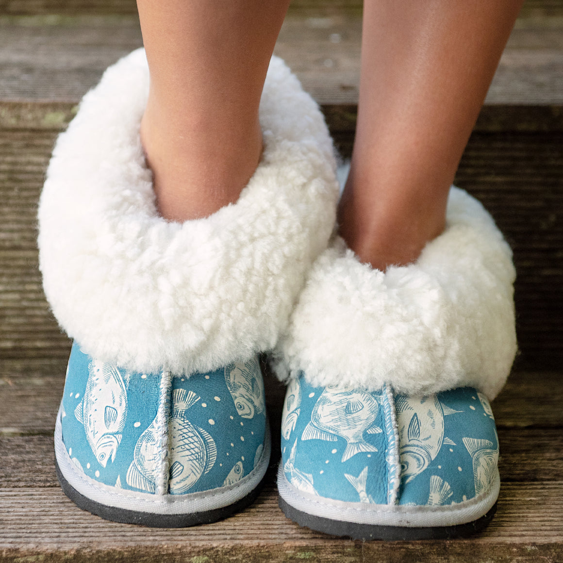 Genuine Leather Sheepskin Slippers - Fish – Tallula